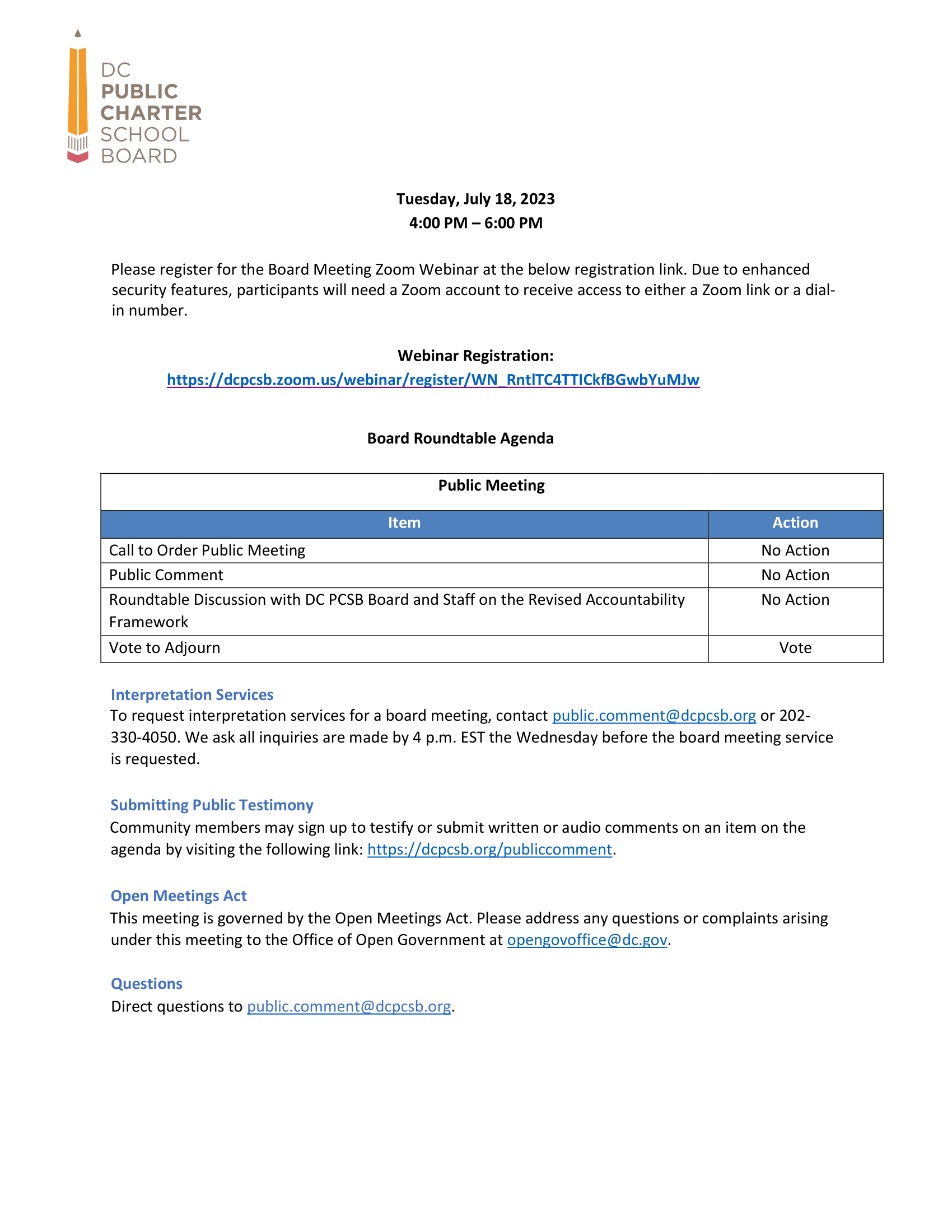 July Board Roundtable Dc Pcsb